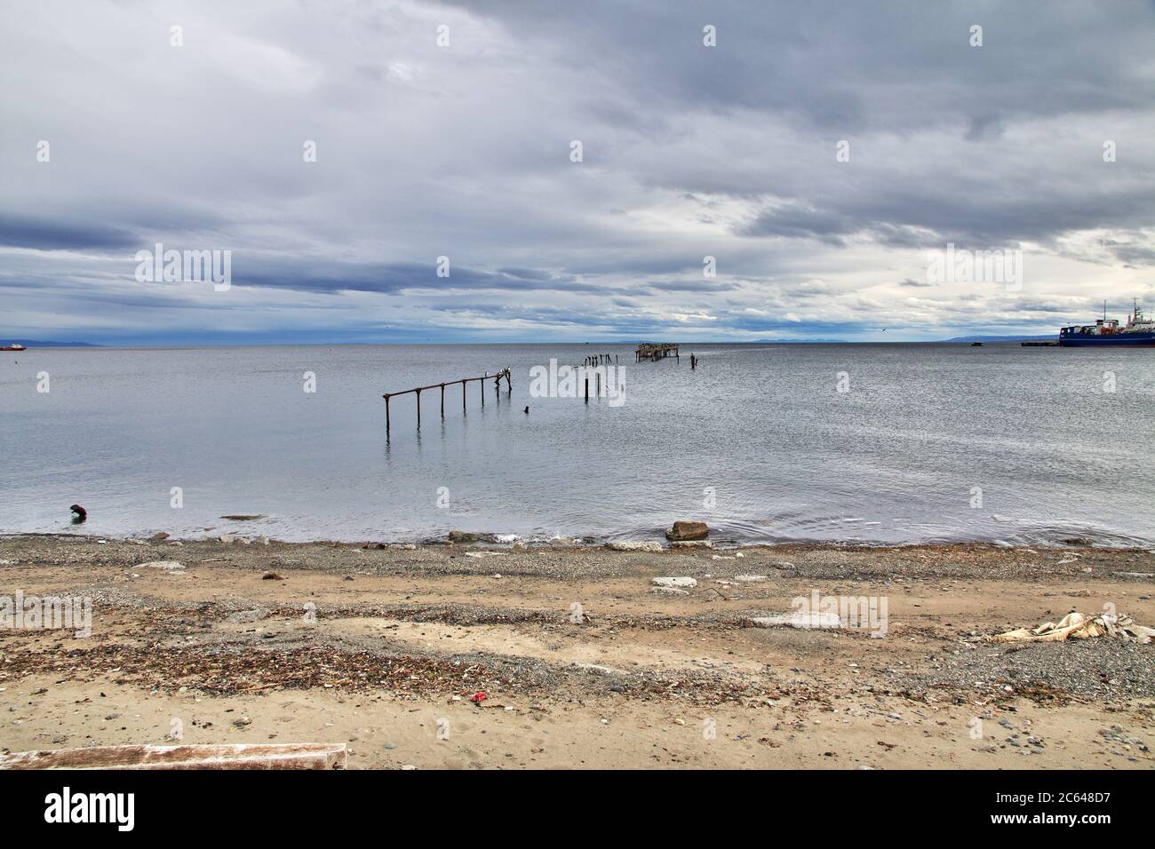 Old Wharf in the Harbor of Punta Arenas, Patagonia, Chile Stock Photo ...