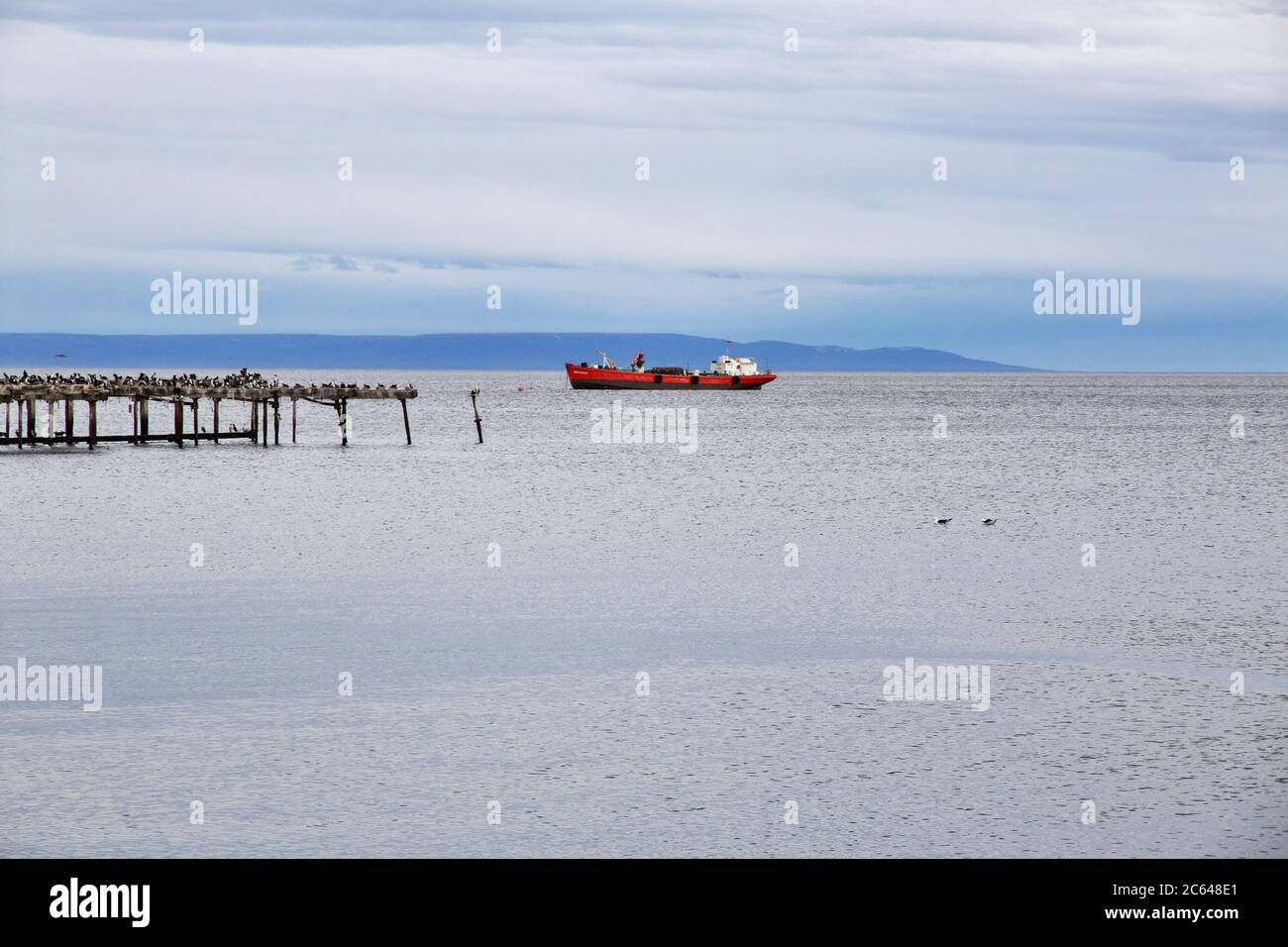 Old Wharf in the Harbor of Punta Arenas, Patagonia, Chile Stock Photo ...