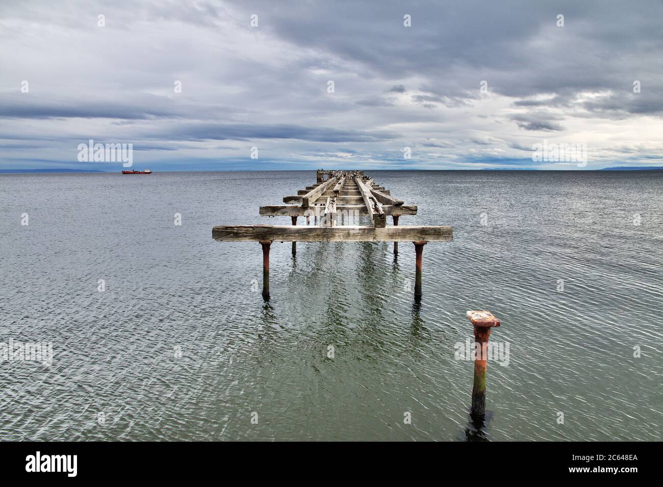 Old Wharf in the Harbor of Punta Arenas, Patagonia, Chile Stock Photo ...