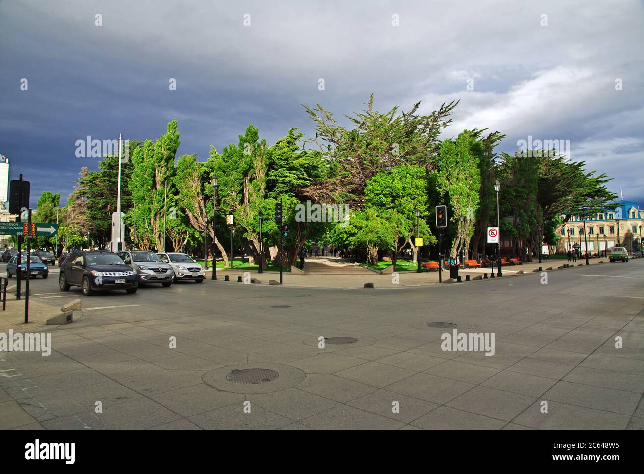 Central square in Punta Arenas, Patagonia, Chile Stock Photo - Alamy