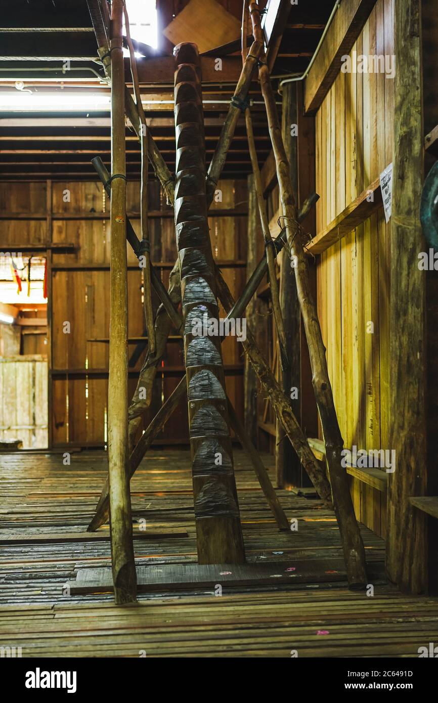 The interior of traditional Melanau People house, one of the ethnic in ...