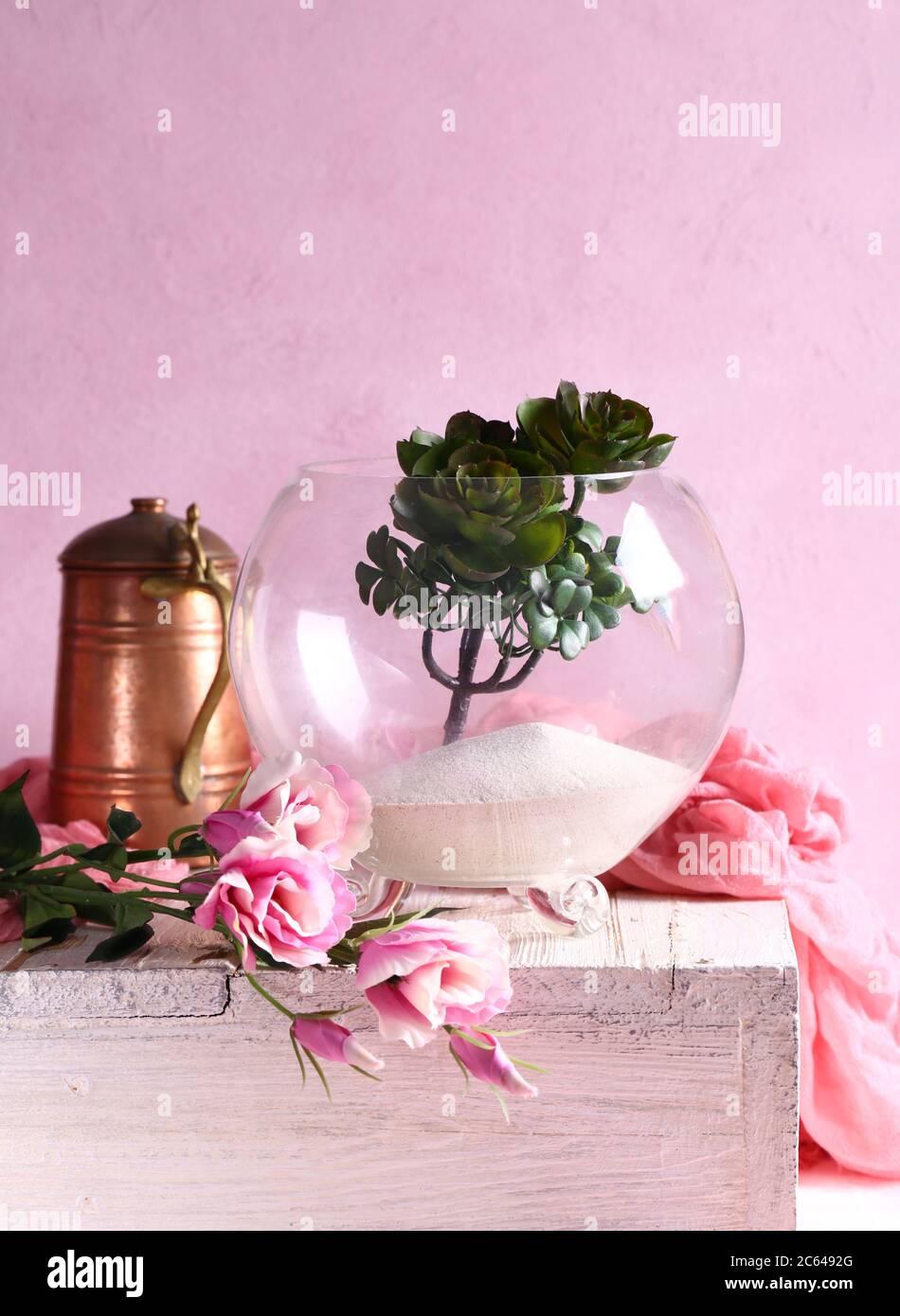 interior design with lively florarium for coziness Stock Photo - Alamy
