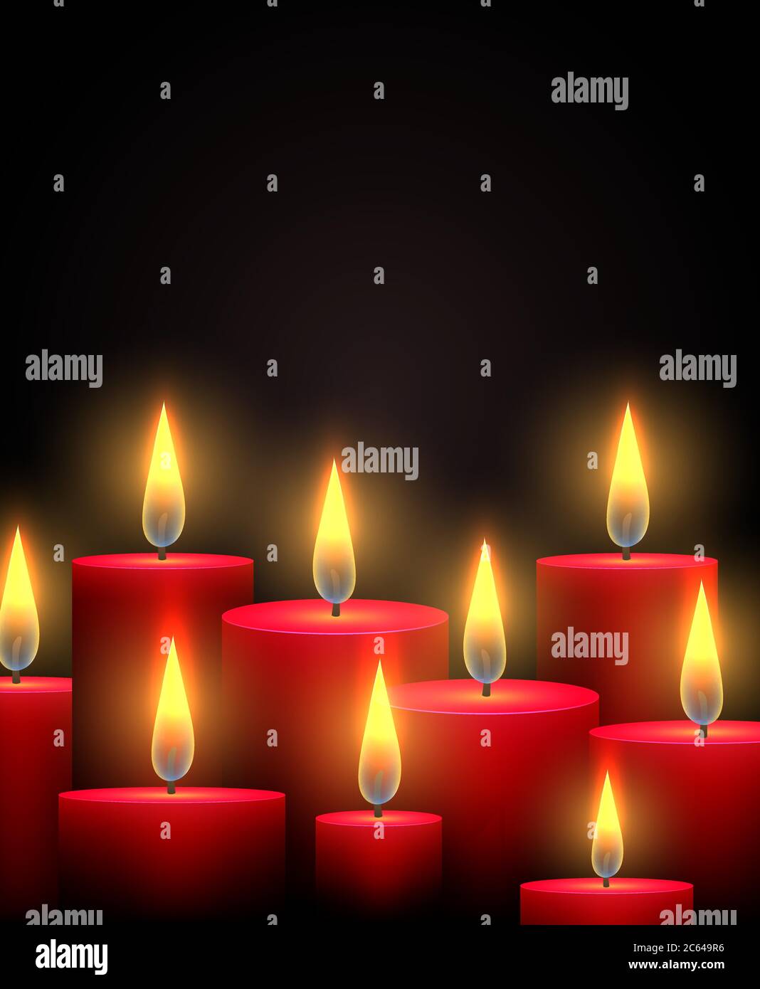 Vector illustration with red candles on black background Stock Vector ...