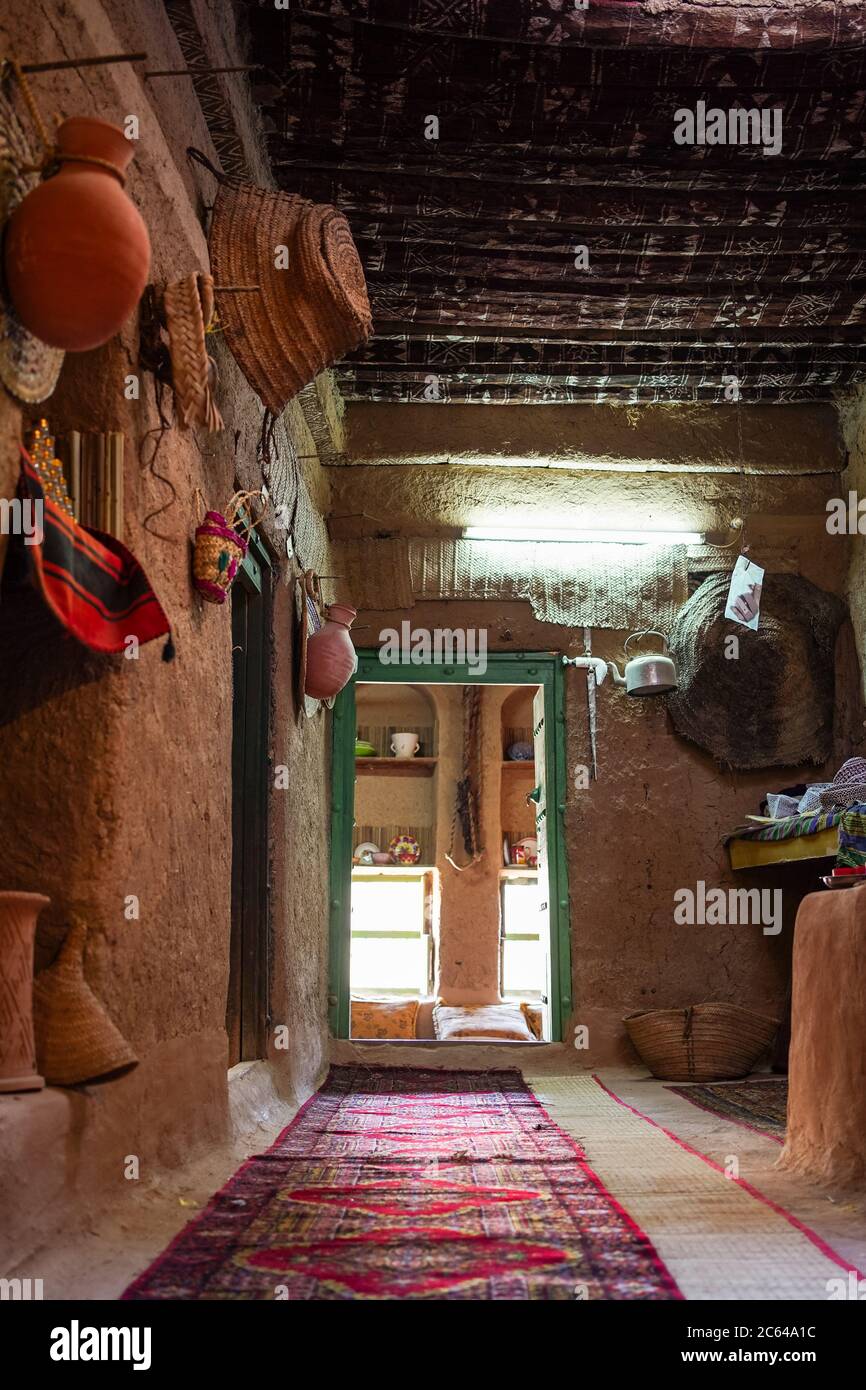 Al Hamra / Oman - February 16, 2020: decorated interior of Omani ...