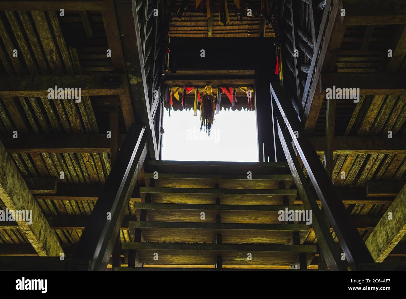 The interior of traditional Melanau People house, one of the ethnic in ...