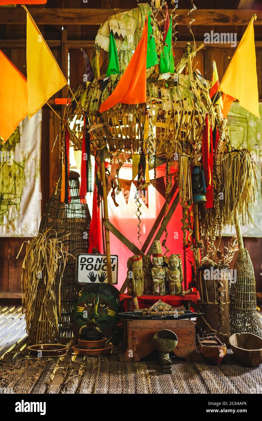 The interior of traditional Melanau People house, one of the ethnic in ...