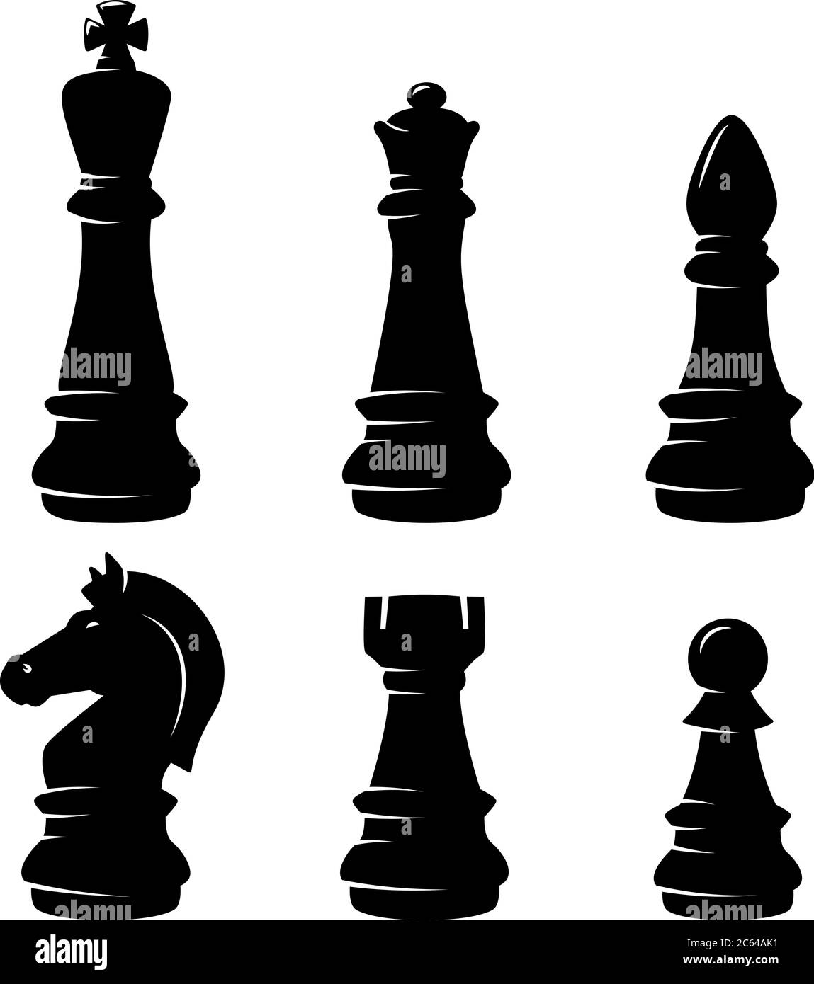 Set of chess figures in engraving style. Design element for logo, label ...