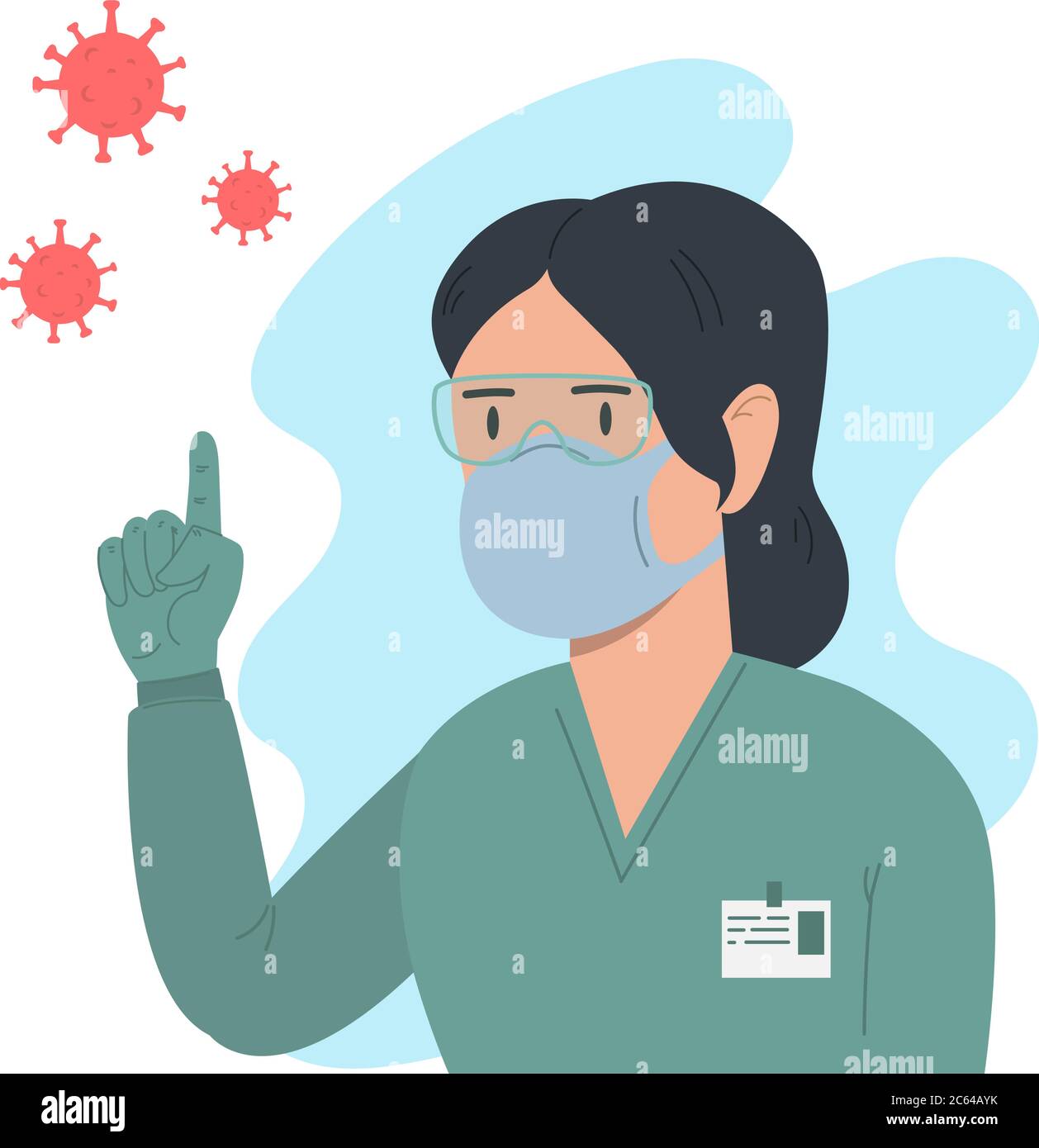 Illustration of woman doctor with antivirus protection, medical masks ...