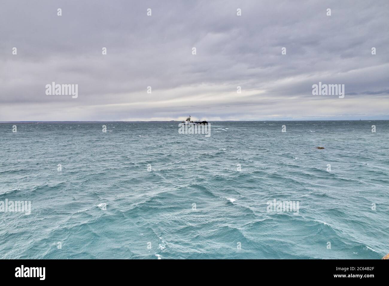The ferry on Magellanic Strait, Tierra del Fuego, Chile Stock Photo - Alamy