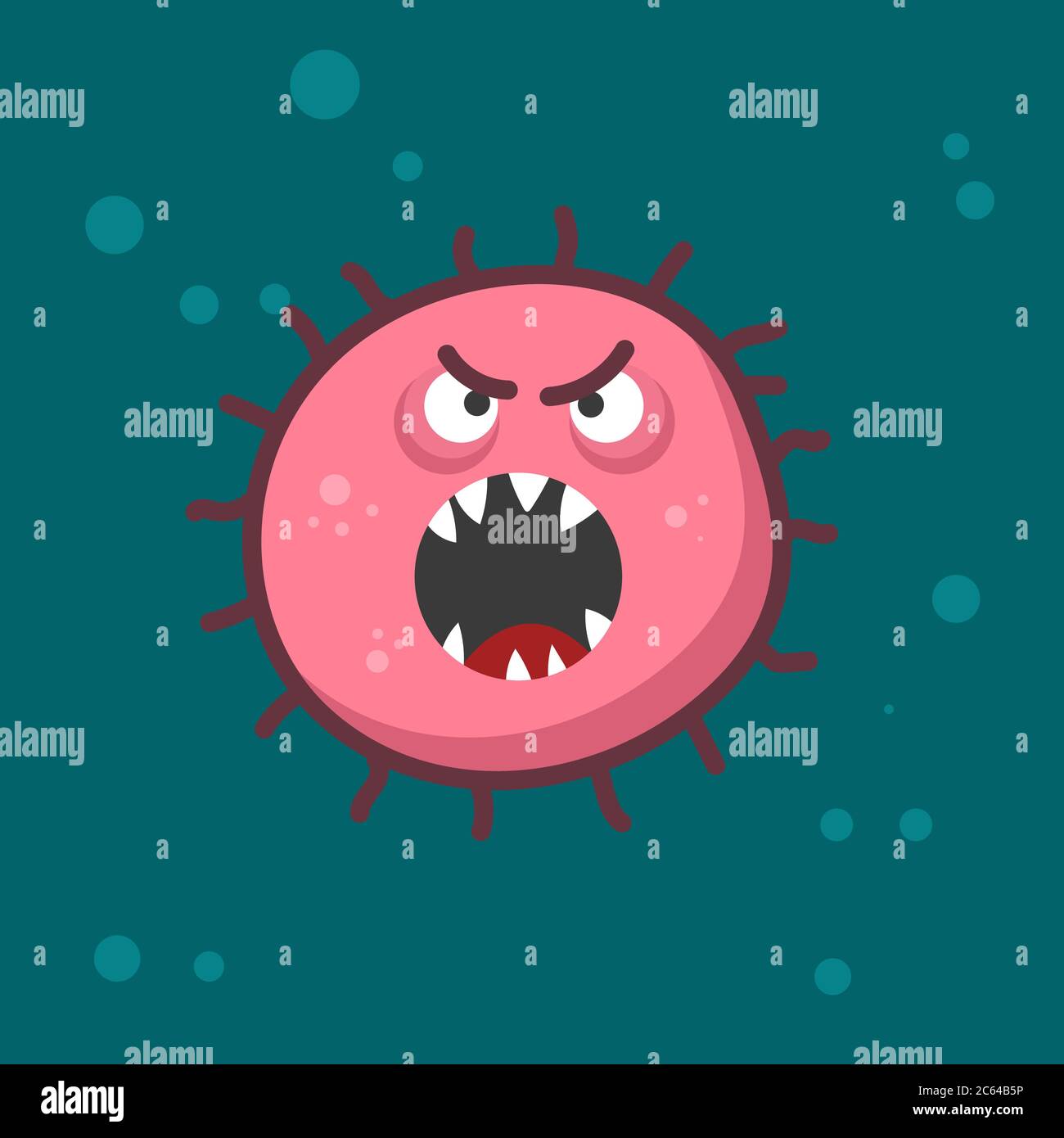 Medical illustration of angry virus character in flat style ...