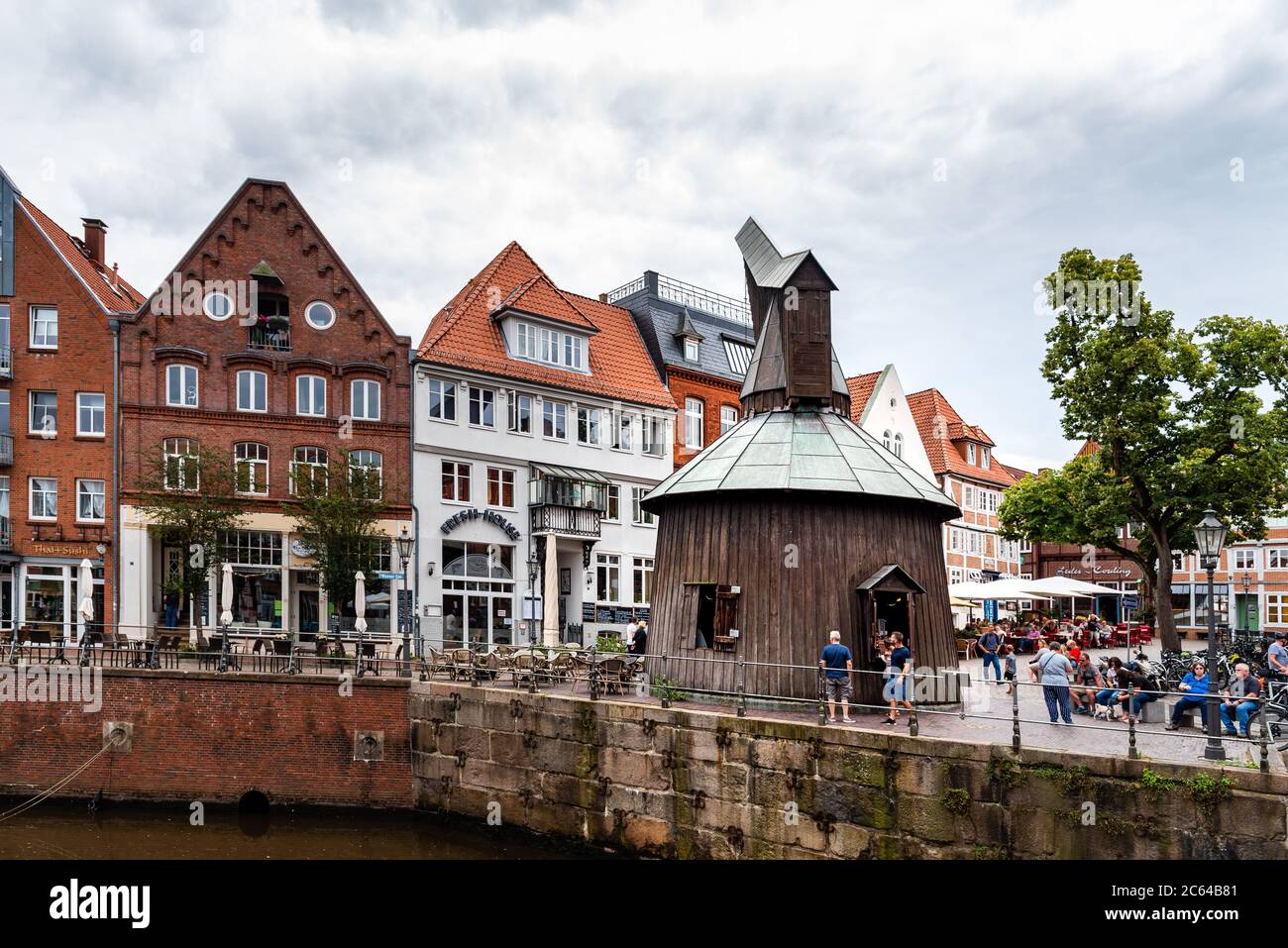 Stade, Germany - August 5, 2019: The Old port in the old town of Stade ...