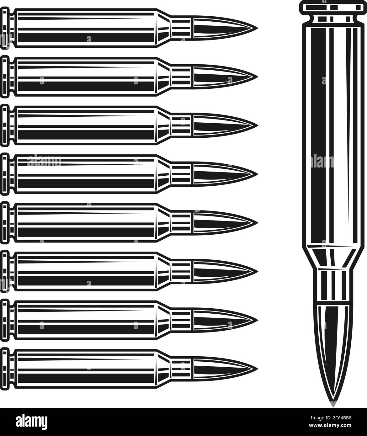 Illustration of ammunition and bullets isolated on white background ...