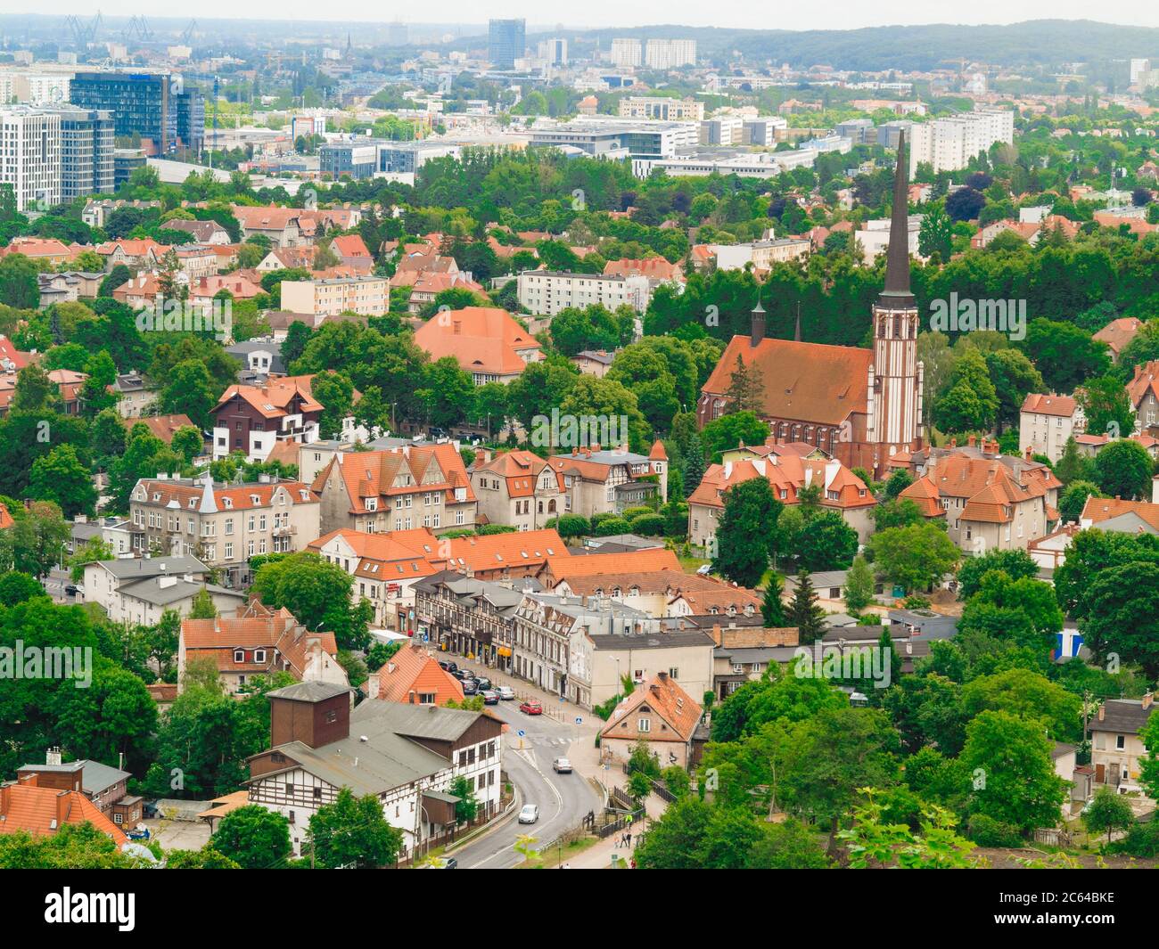 landscape. view from tower of sea and district gdansk danzig polish ...