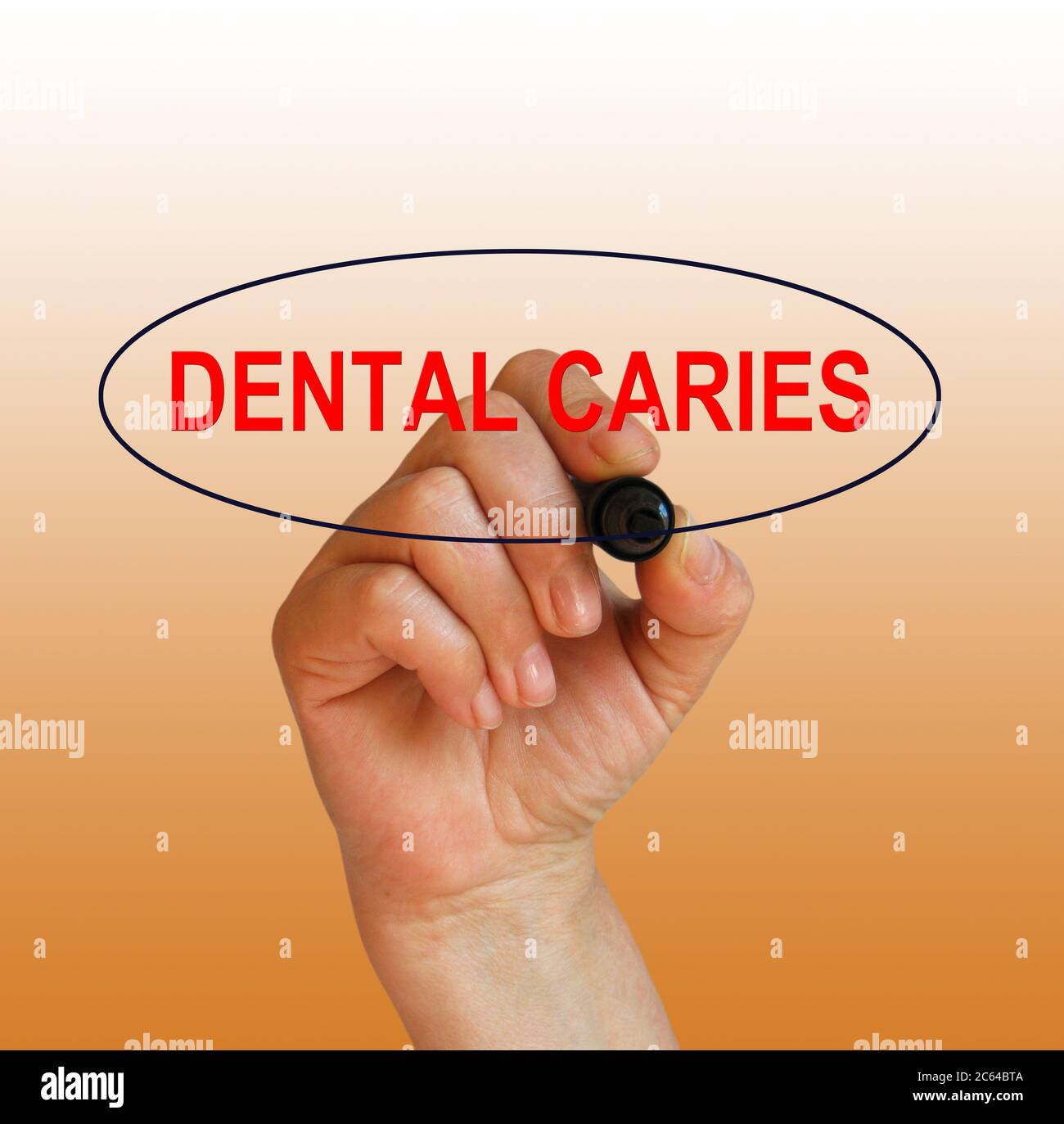 writing word dental caries with marker on gradient background made in ...