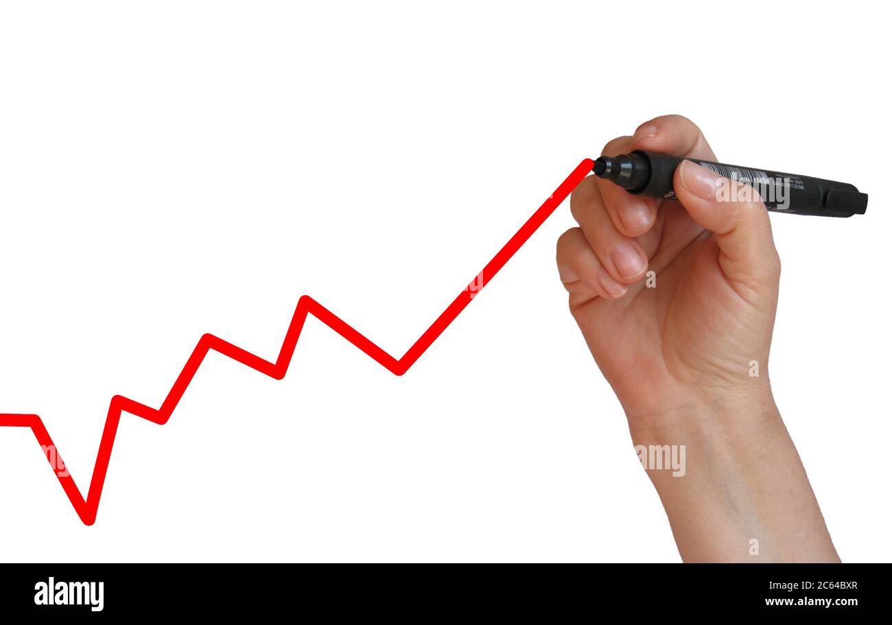 female hand drawing a chart isolated on white background Stock Photo ...