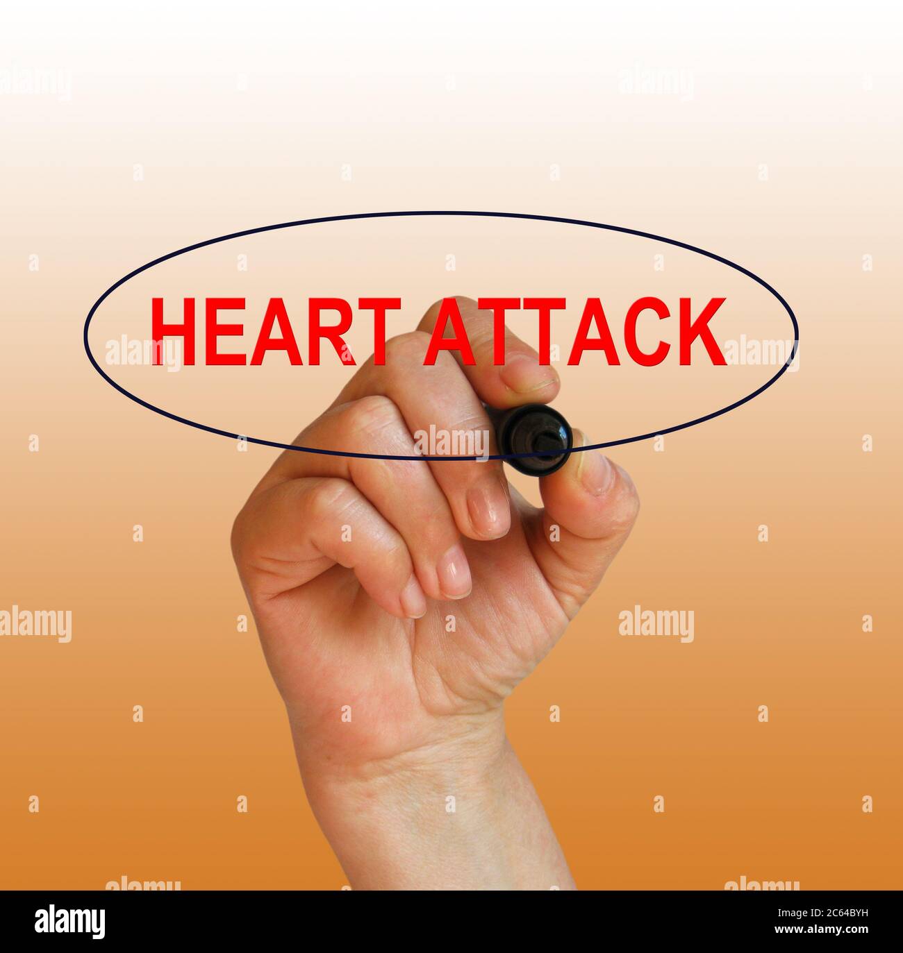 writing word heart attack with marker on gradient background made in 2d ...