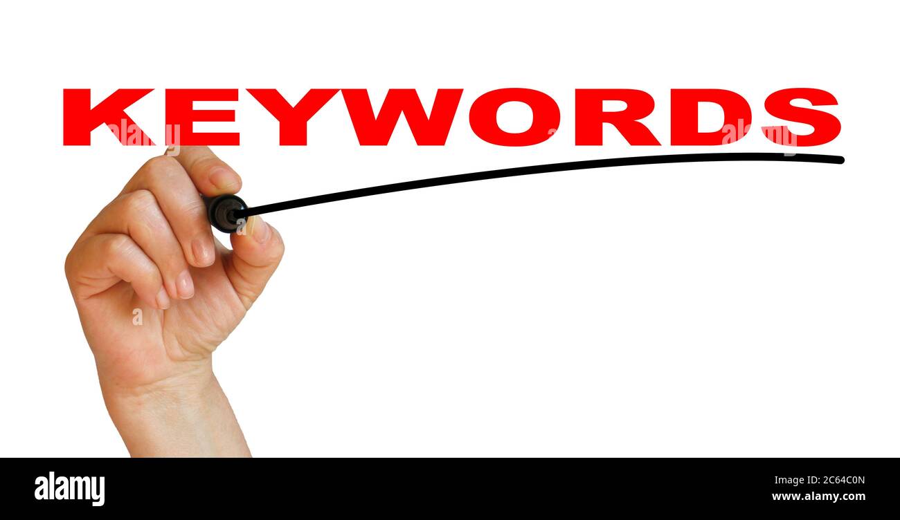 Hand underlining keywords with red marker Stock Photo - Alamy