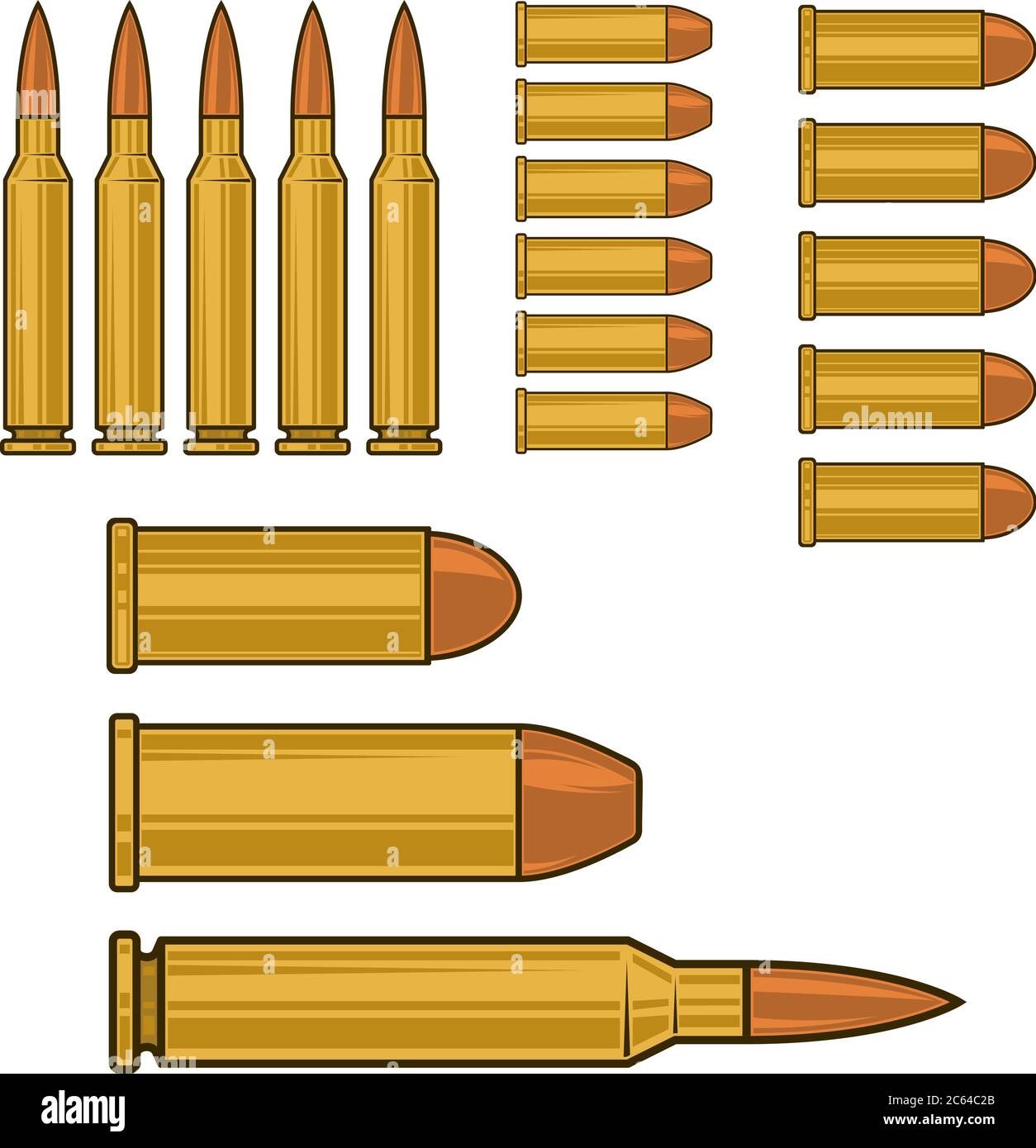 Illustration of ammunition and bullets isolated on white background ...