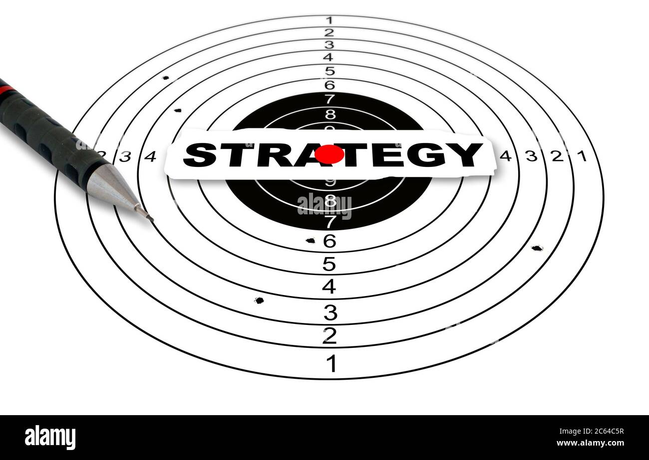 Shooting target with word strategy made in 2d software Stock Photo - Alamy
