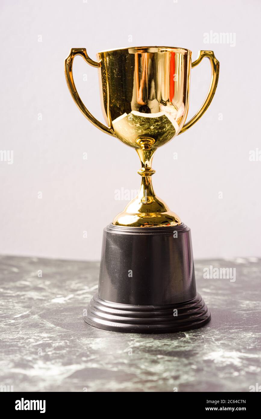 Isolated shot of trophy replica against white background Stock Photo ...