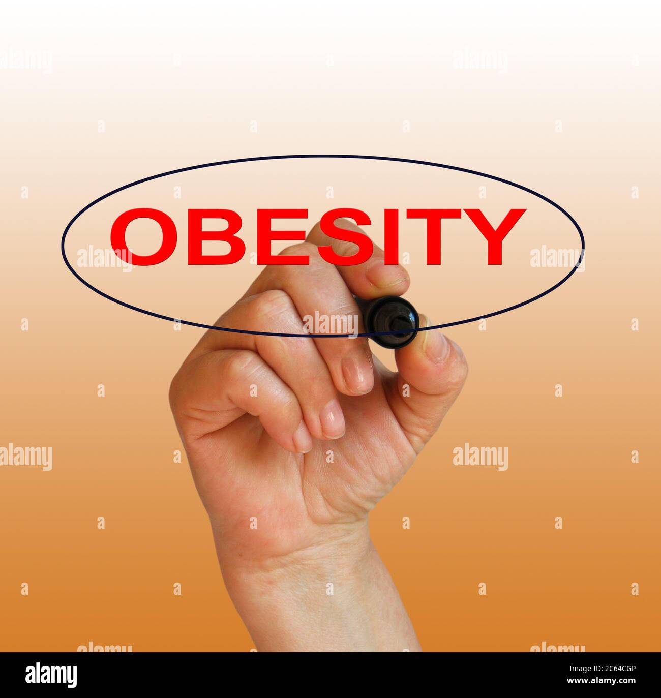 writing word obesity with marker on gradient background made in 2d ...