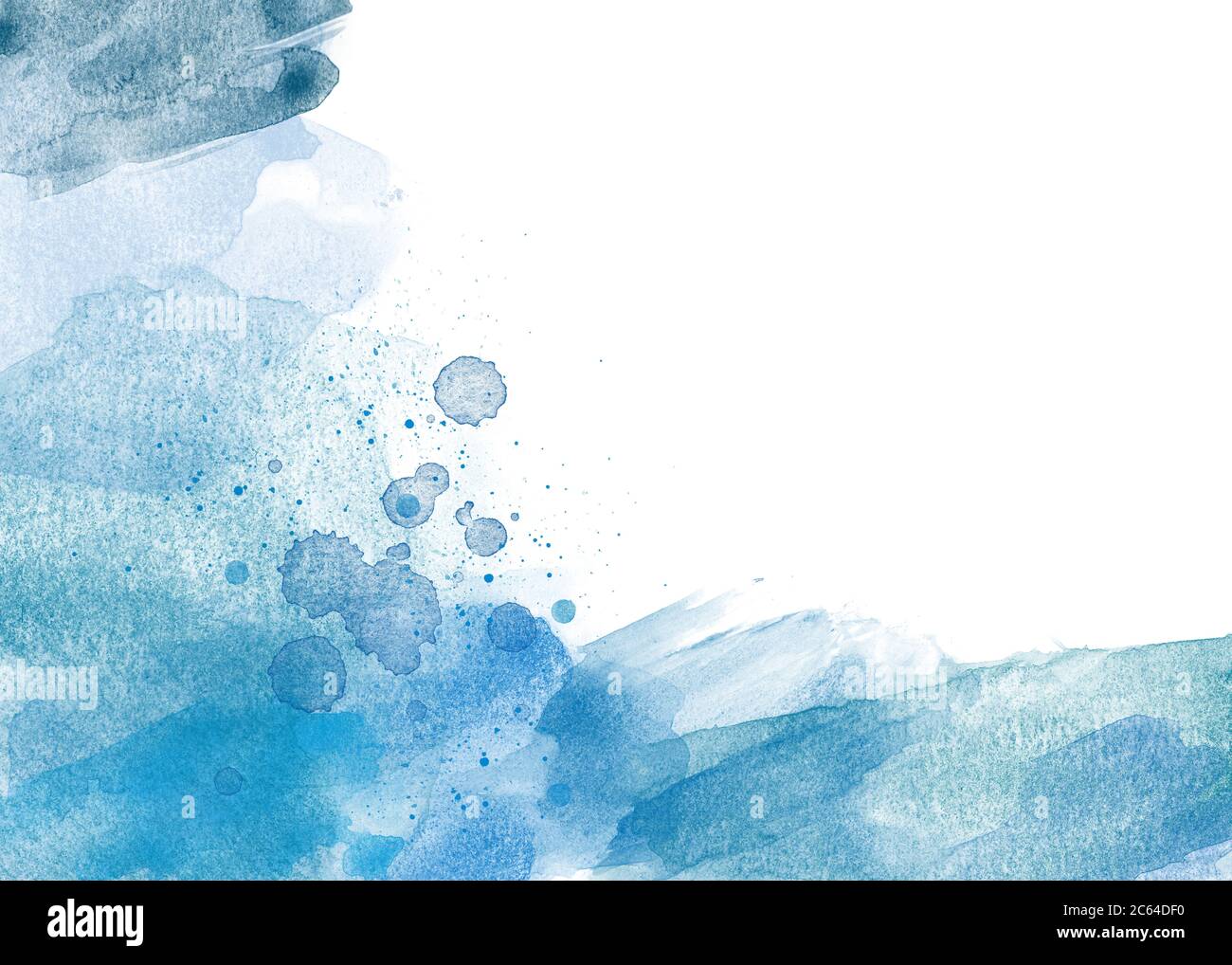 Blue Abstract watercolor backround border on white with splash grunge ...