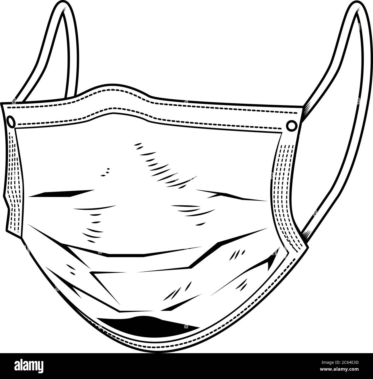 Illustration of medical mask in engraving style. Design element for ...