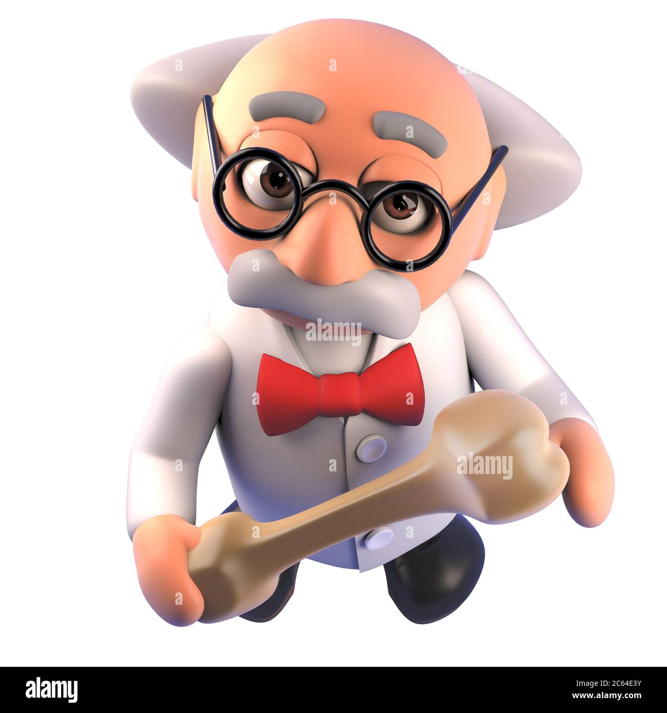 Cartoon 3d mad scientist physicist character holding a baseball bat and ...