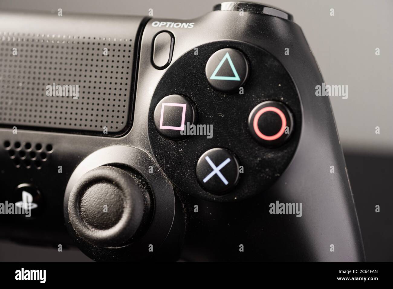 Closed up shot of Playstation 4 Dualshock controller. Playstation 4 is ...