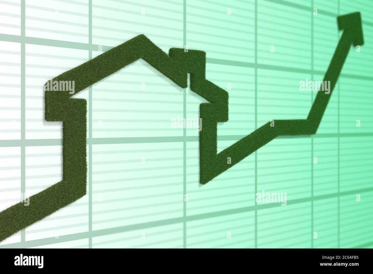 3d render of rising arrow, shaped like a house Stock Photo - Alamy