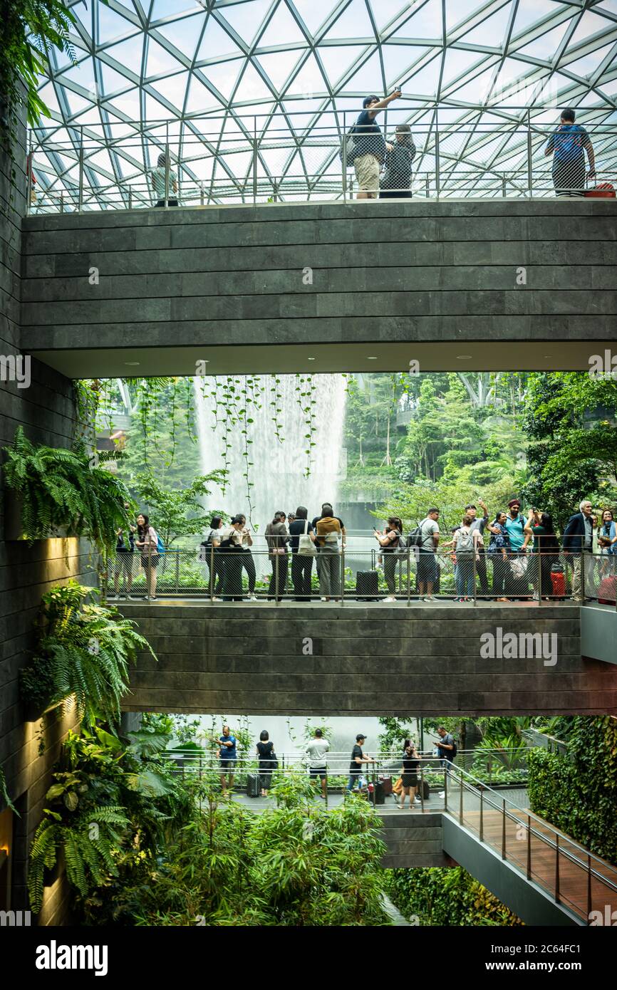 “Rain Vortex” is world’s tallest indoor waterfall located in Jewel ...