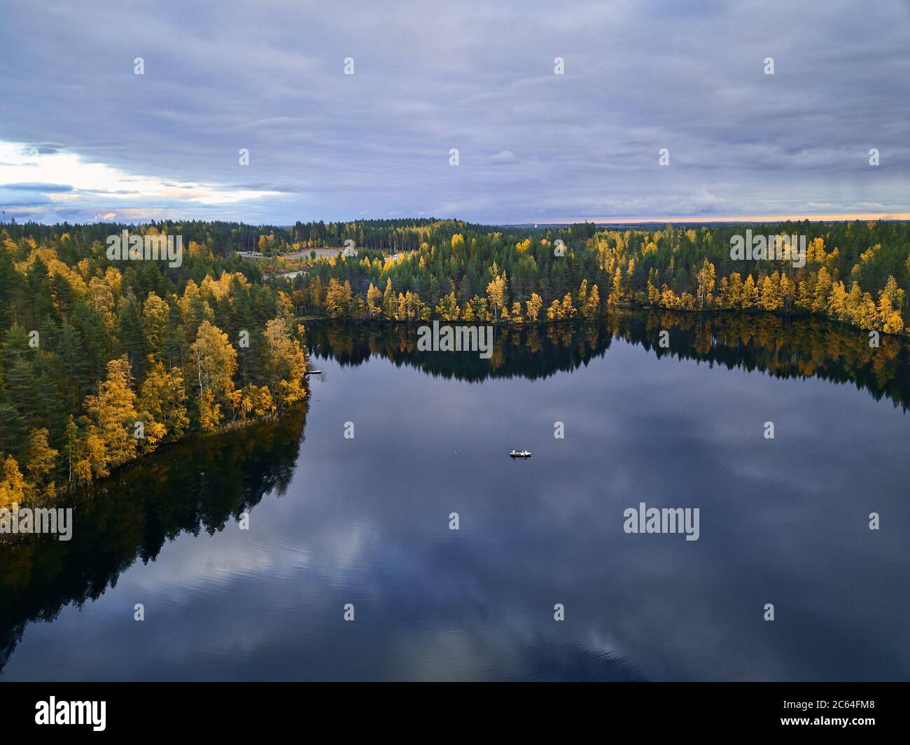 Aerial view of Harvinjarvi lake in Finland. Finnish nature. Beautiful ...