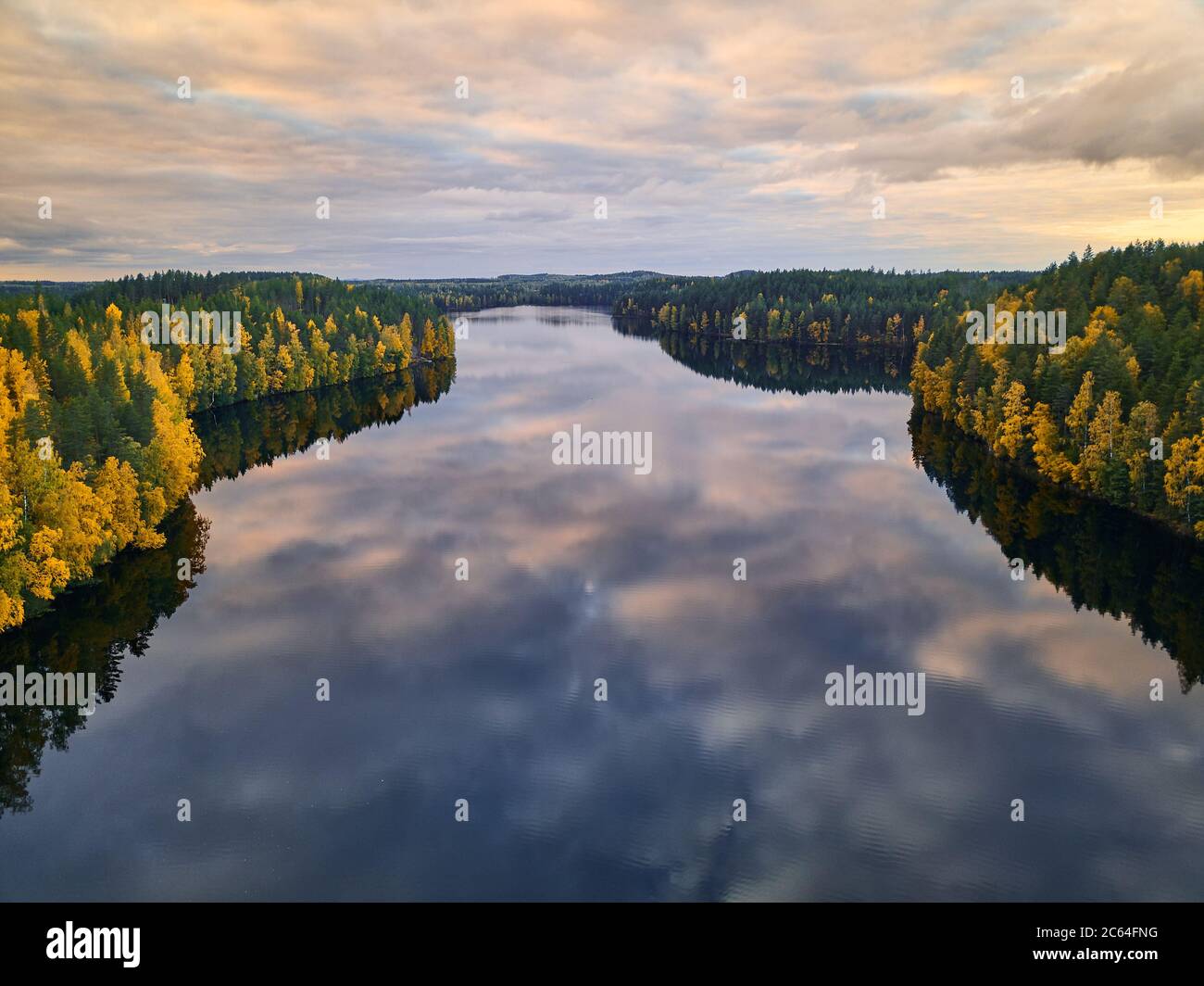 Aerial view of Harvinjarvi lake in Finland. Finnish nature. Beautiful ...