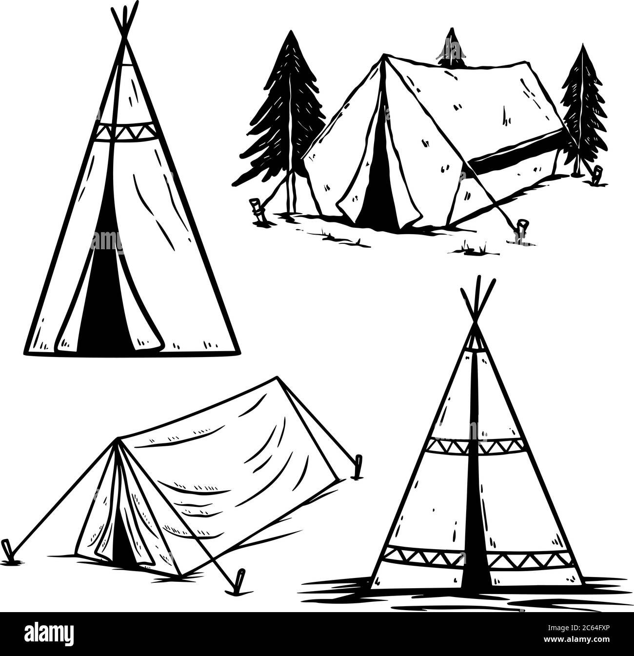 Vintage Camping Drawing