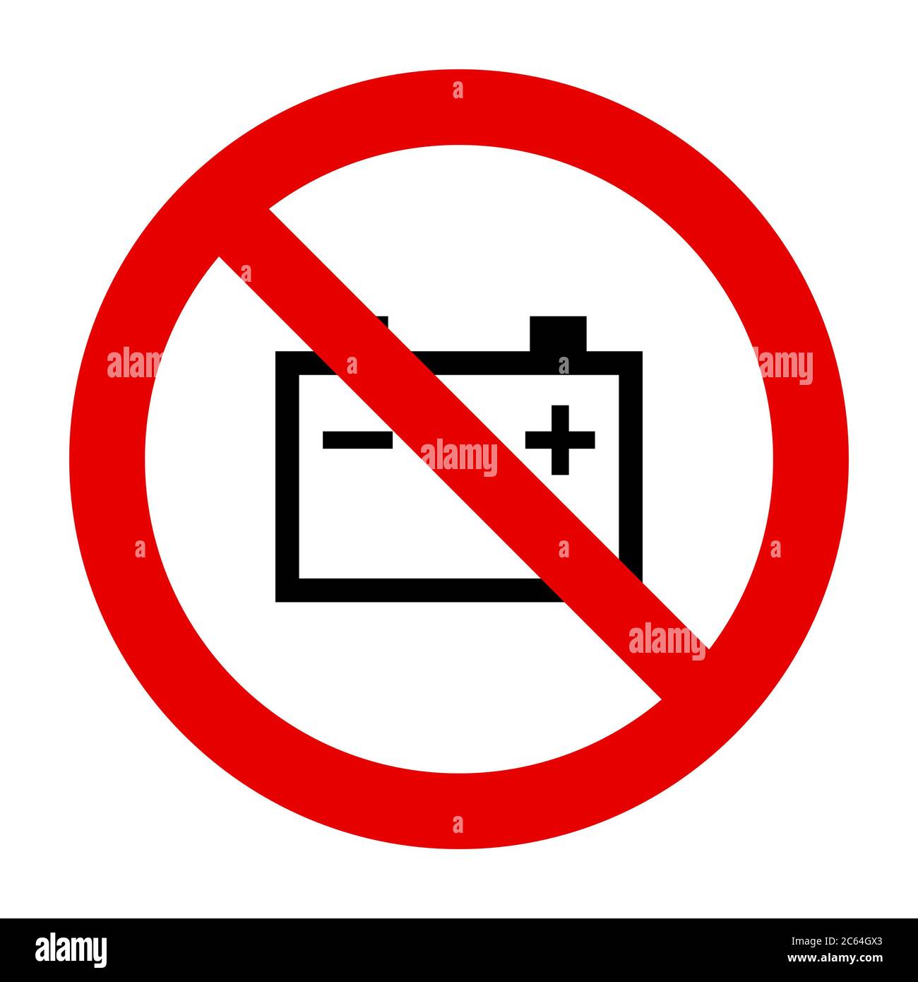 Car battery and prohibition sign Stock Photo - Alamy