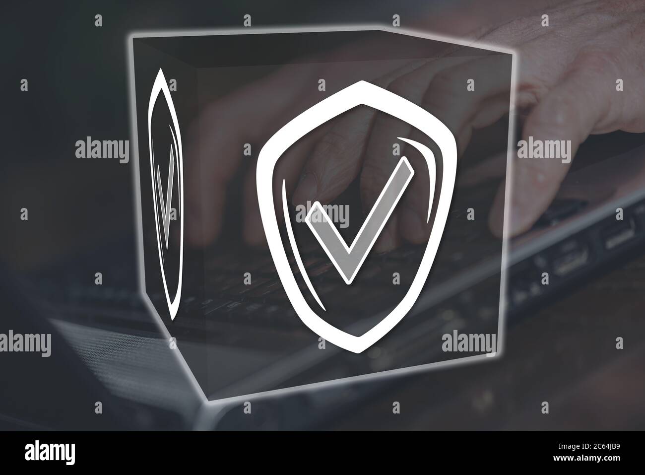 Security validation concept illustrated by a picture on background ...