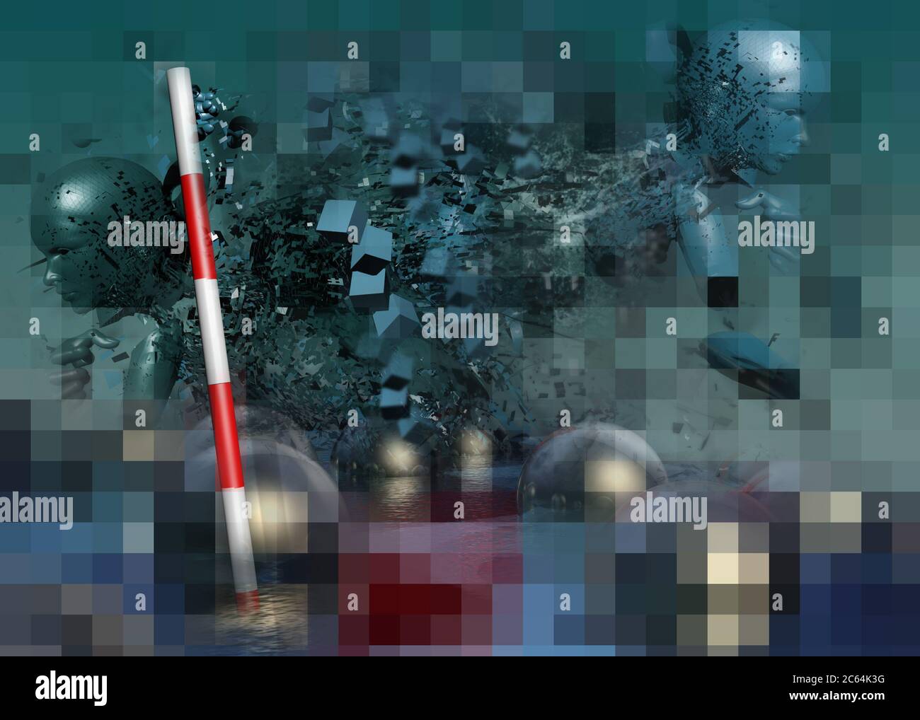 Checkered composition background on blue background made in 3d Stock ...