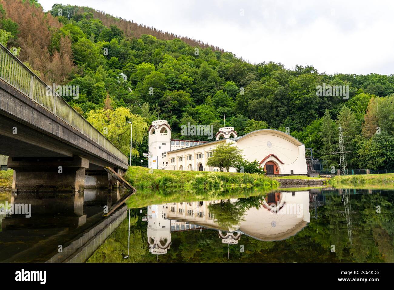 The historic Heimbach power station, at the Rur reservoir ...