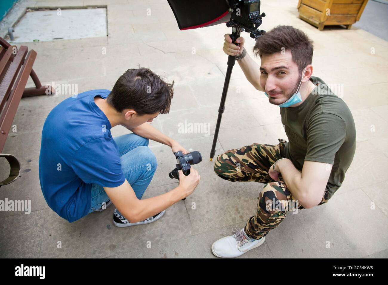 Gimbal Operator with black equipament - Stabilizer and camera ...