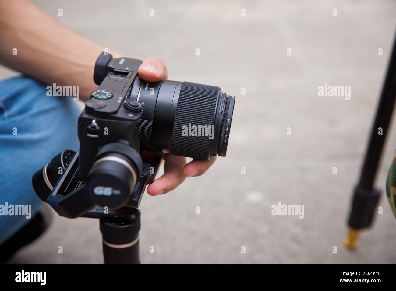 Gimbal Operator with black equipament - Stabilizer and camera ...