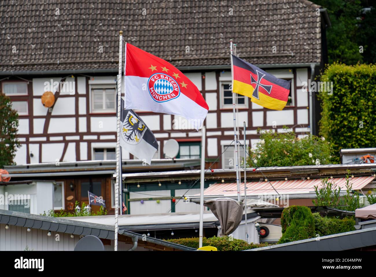 Rursee lake, reservoir, the village Woffelsbach, camping site ...