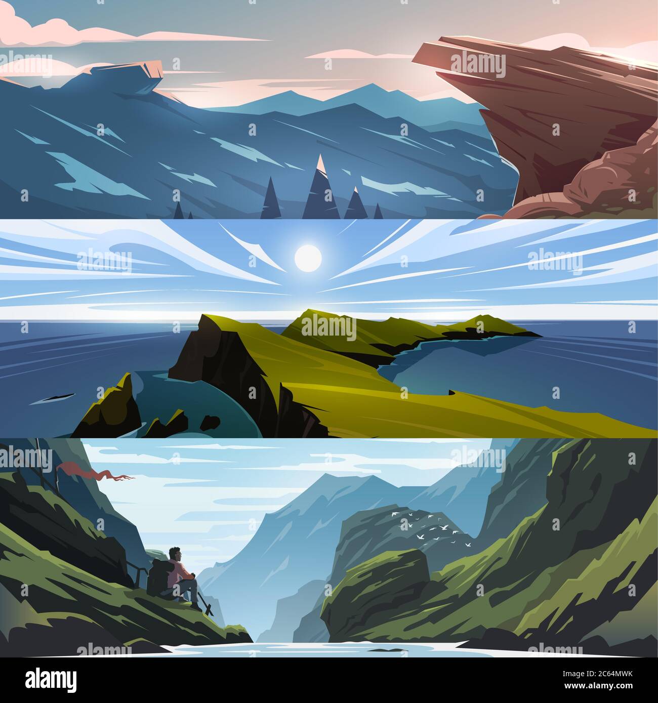 Hill top views Stock Vector Images - Alamy