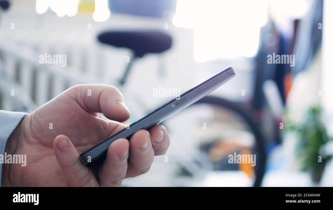Closeup man hand text using hi-res stock photography and images - Alamy