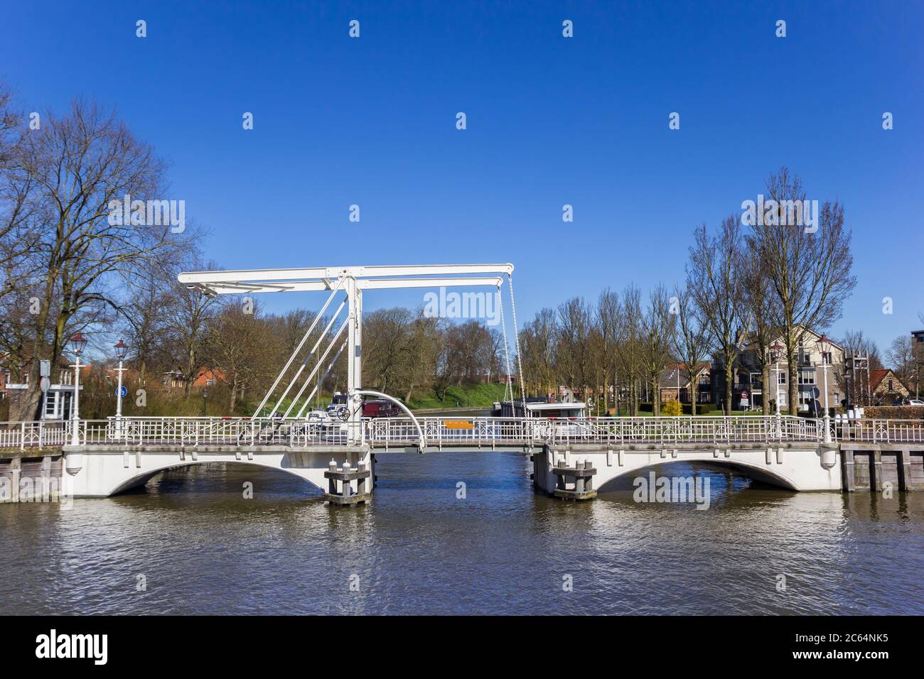 Historic white bridge in the center of Harlingen, Netherlands Stock ...