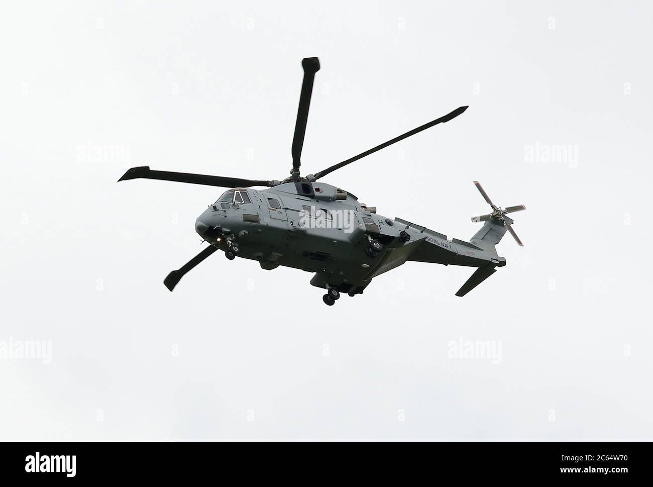 Royal Navy Merlin Helicopter on Final Approach to Landing at RAF Marham ...