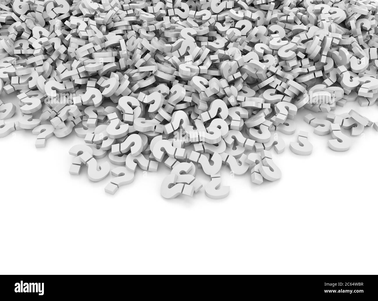 White question marks 3d symbols big pile on white background Stock ...