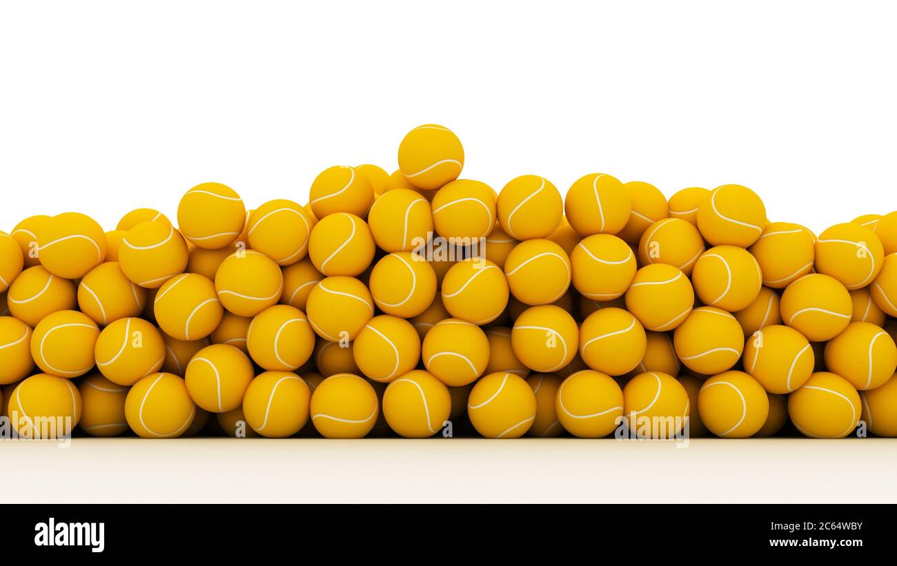 Orange tennis balls stack isolated on white background Stock Photo - Alamy