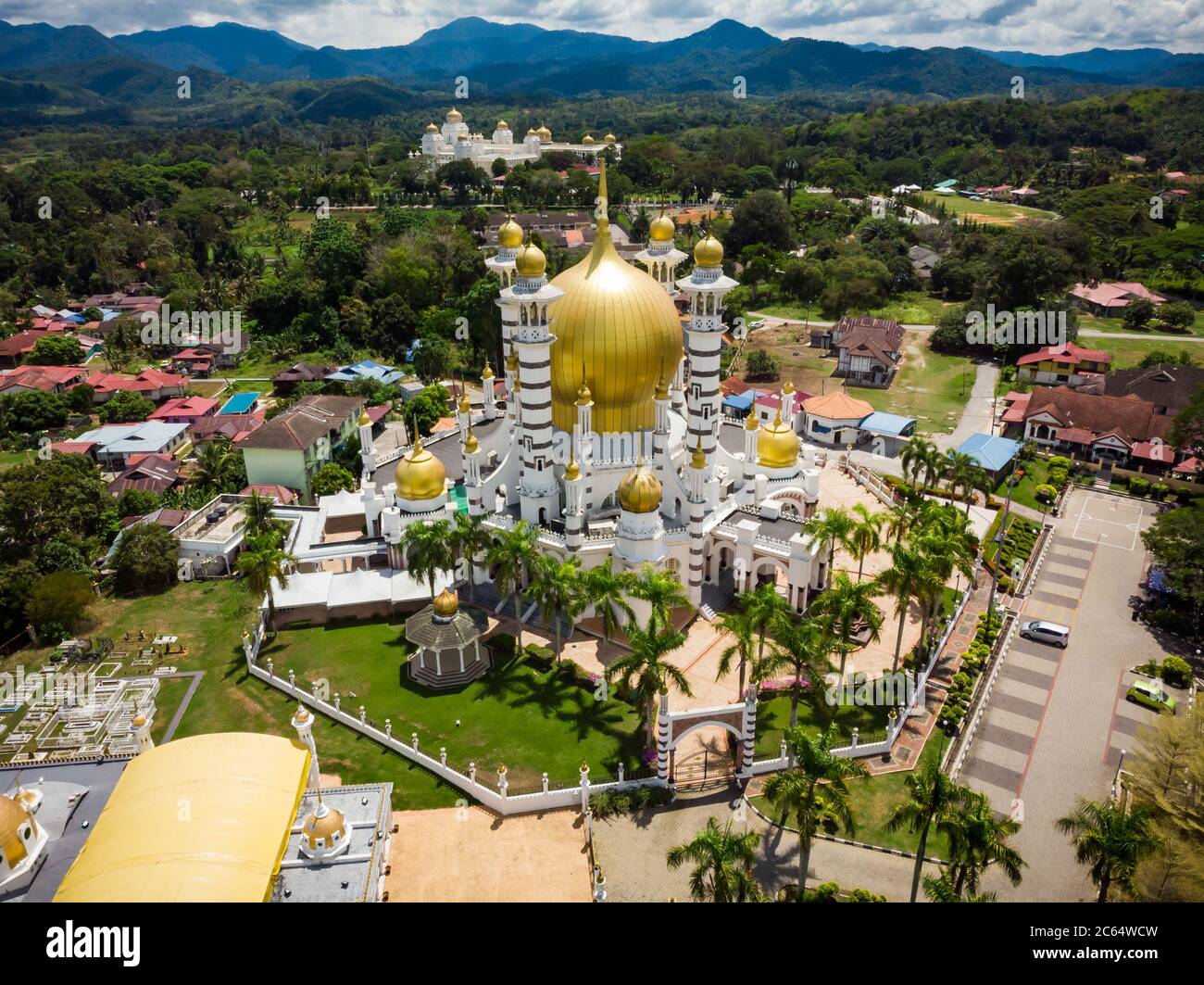 Scenic Aerial view of Masjid Ubudiah, Kuala Kangsar, Perak Stock Photo ...