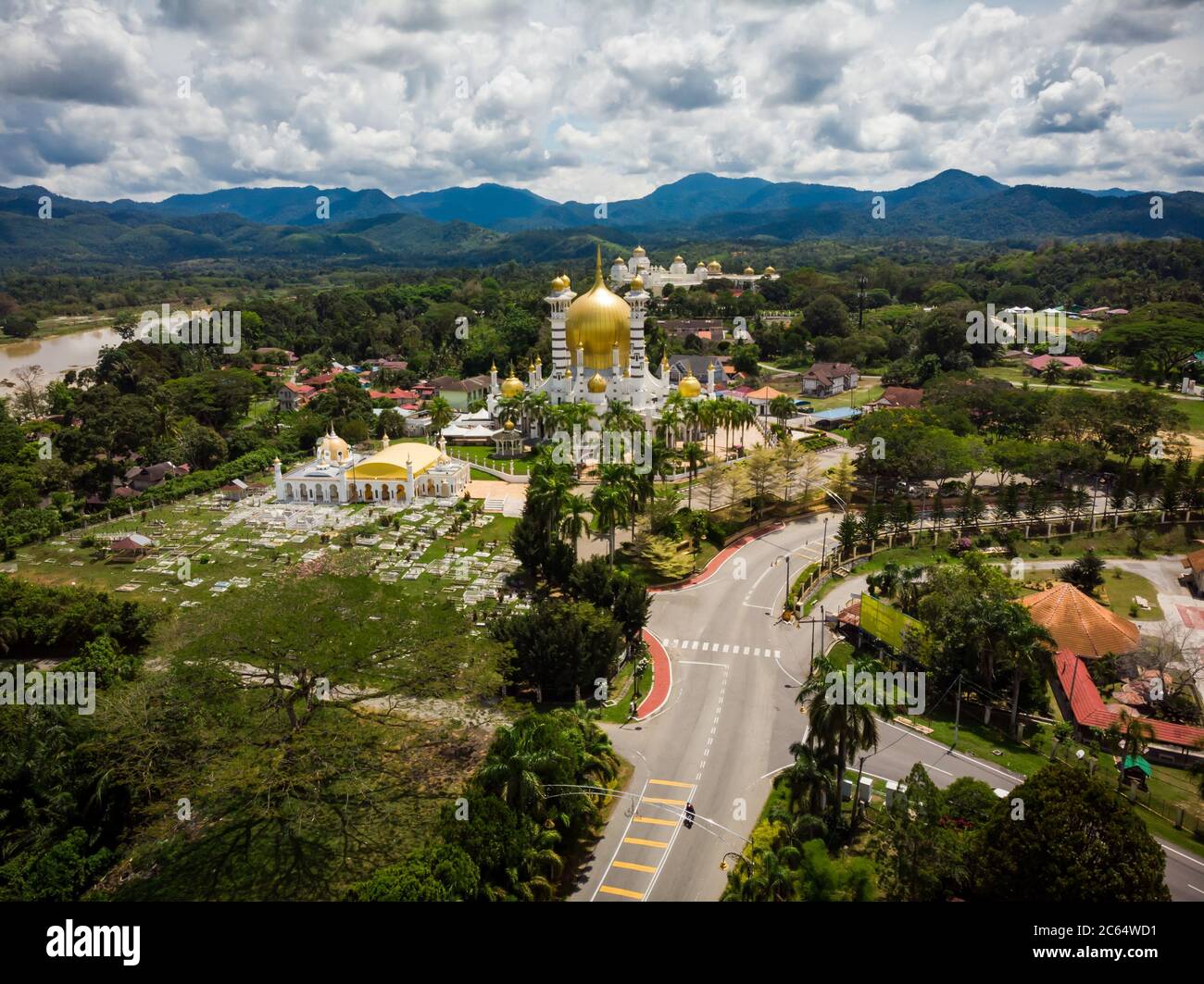 Scenic Aerial view of Masjid Ubudiah, Kuala Kangsar, Perak Stock Photo ...