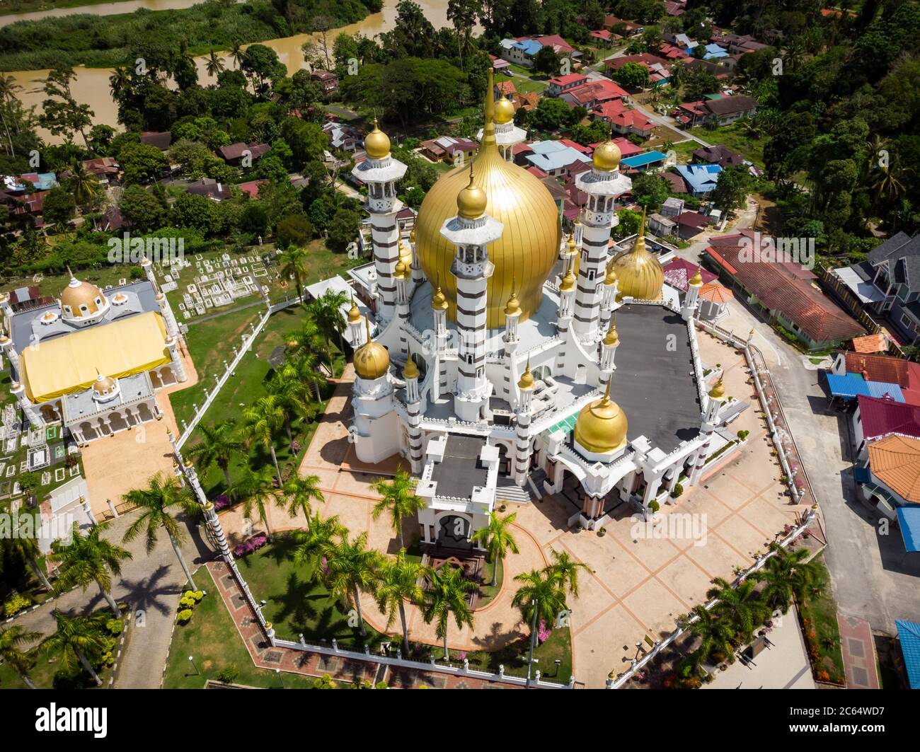 Scenic Aerial view of Masjid Ubudiah, Kuala Kangsar, Perak Stock Photo ...